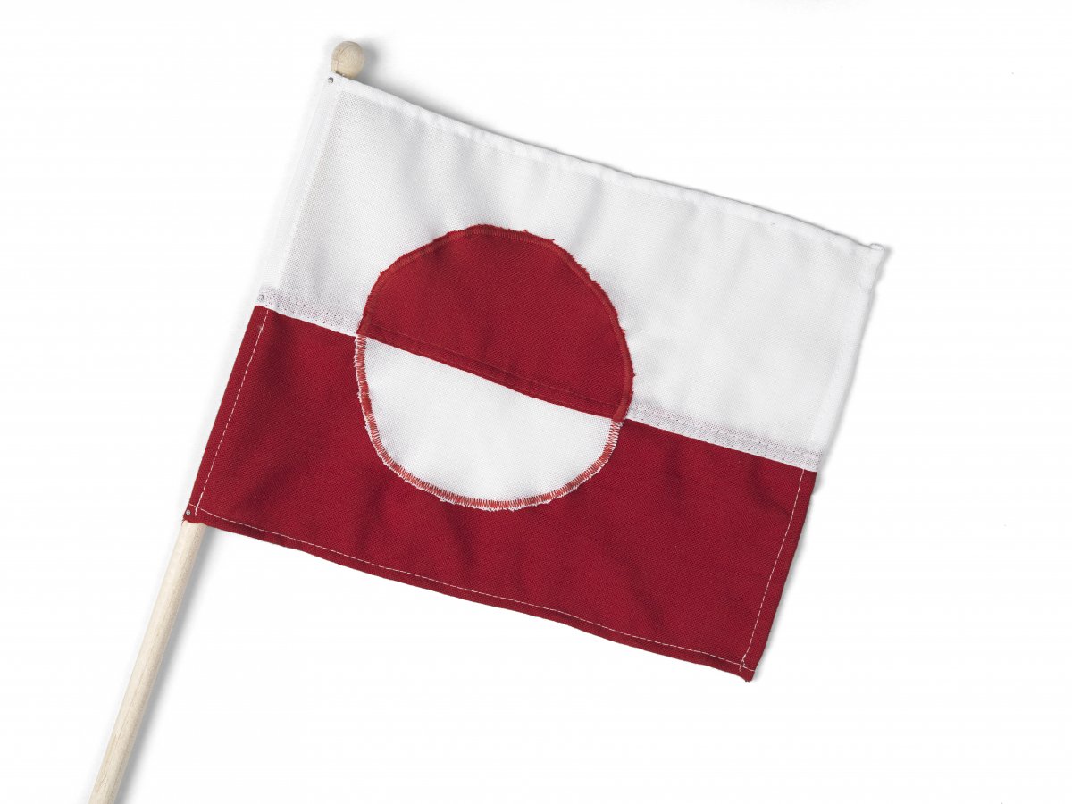 Grønlandsk flag på pind - Fra Langkilde & Søn